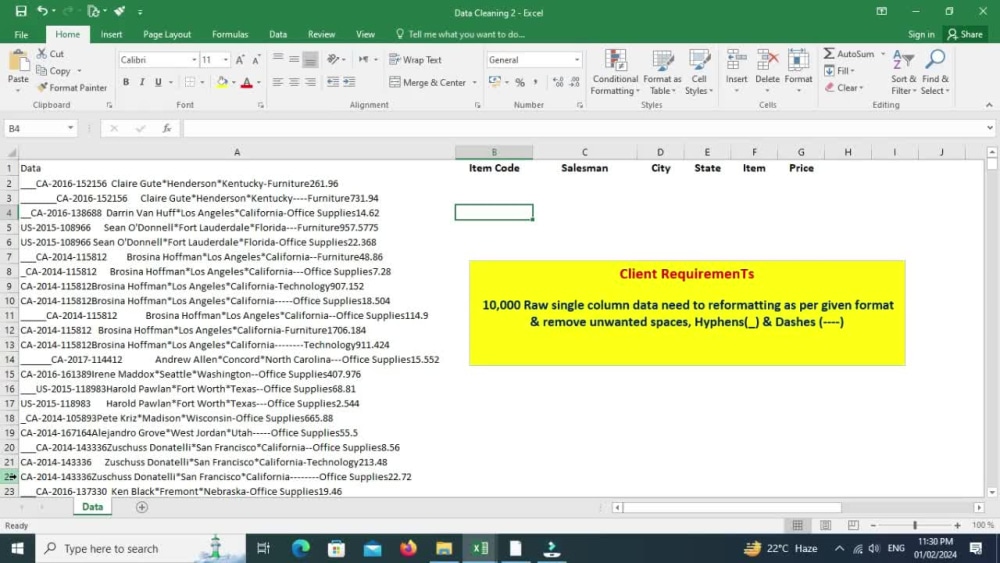 Services to Single Column Junk Data into Multiple Column with Proper Format | Upwork