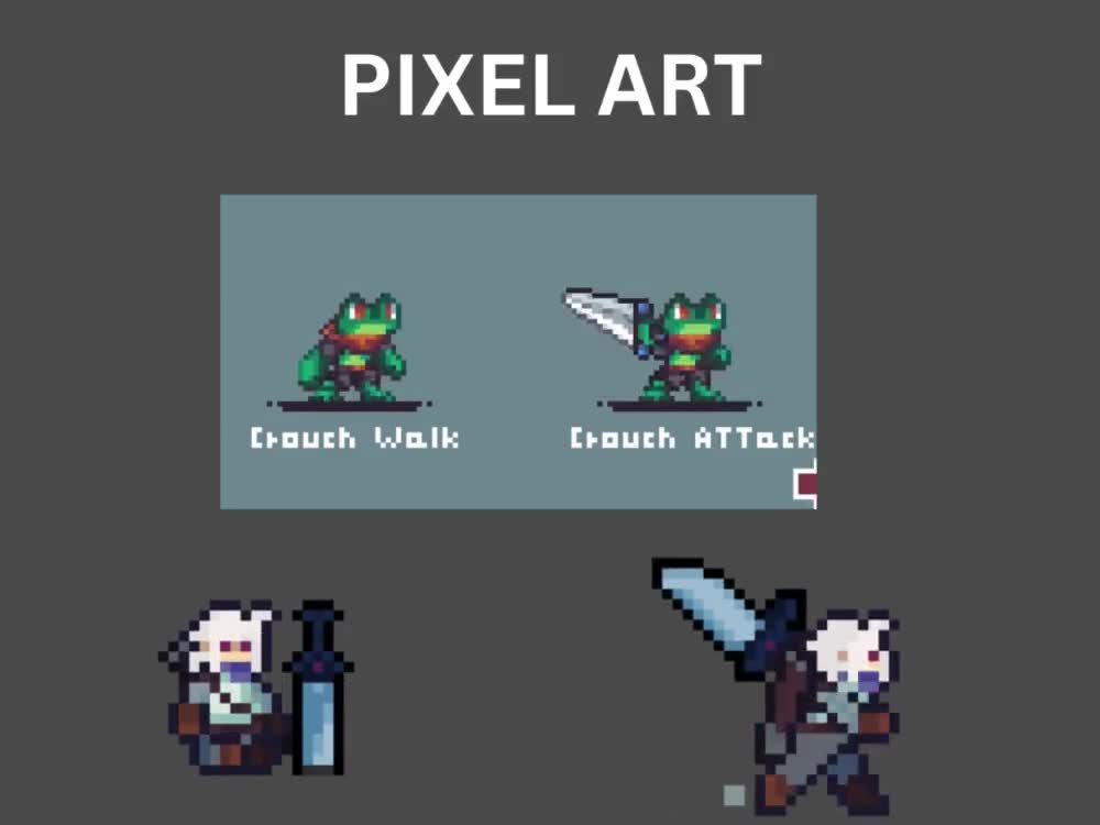 2d game character pokemon 8x16bits 16x16bits pixelart animation ...