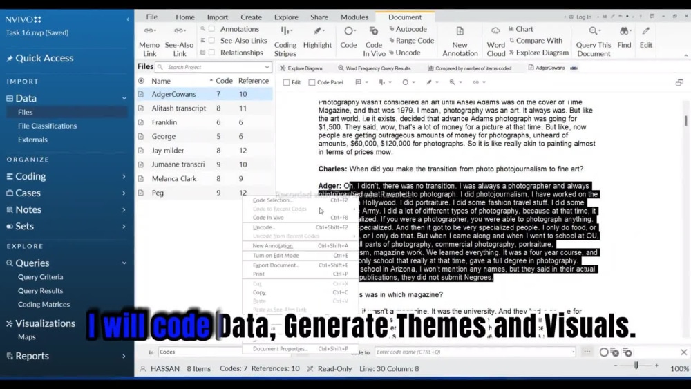 Qualitative data analysis using nvivo and analysis report | Upwork