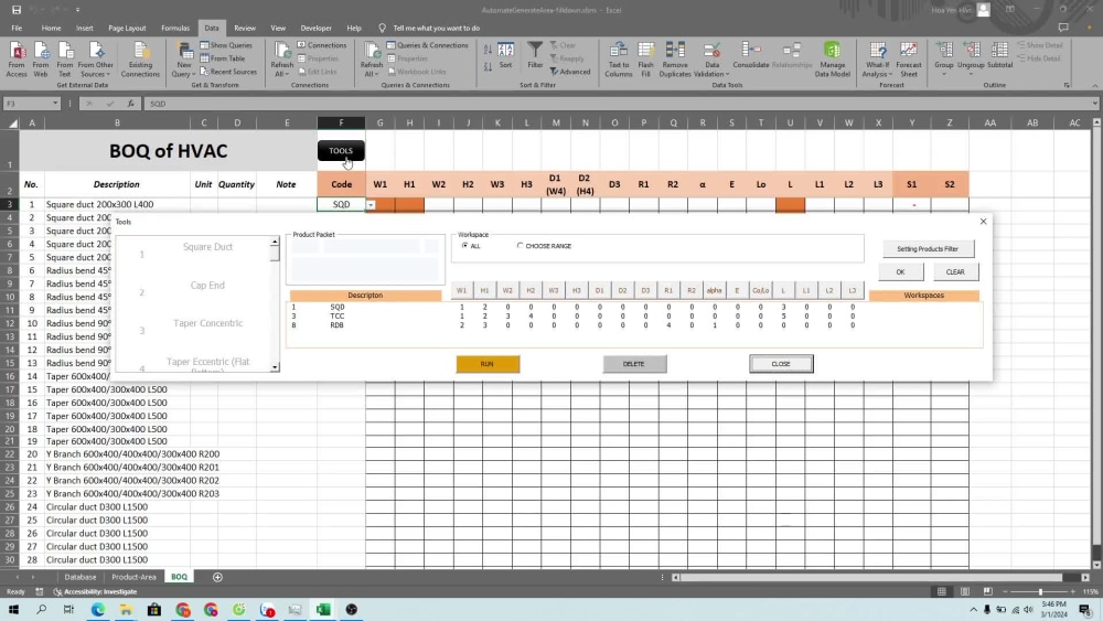 Auto Calculate Product Area In Excel Vba Macro Upwork 6646