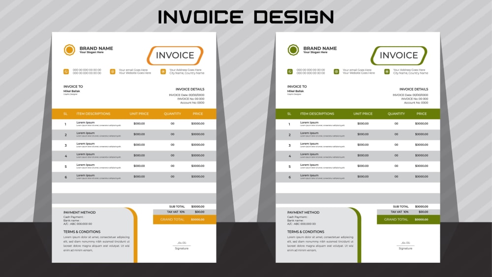 A clean modern and creative invoice, letterhead design. | Upwork