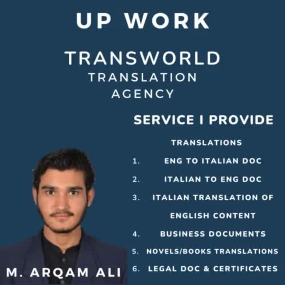 Translate english to italian and italian to english. | Upwork