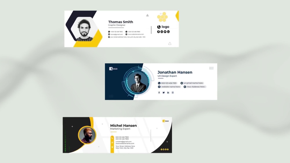 Clickable html animated email signature | Upwork