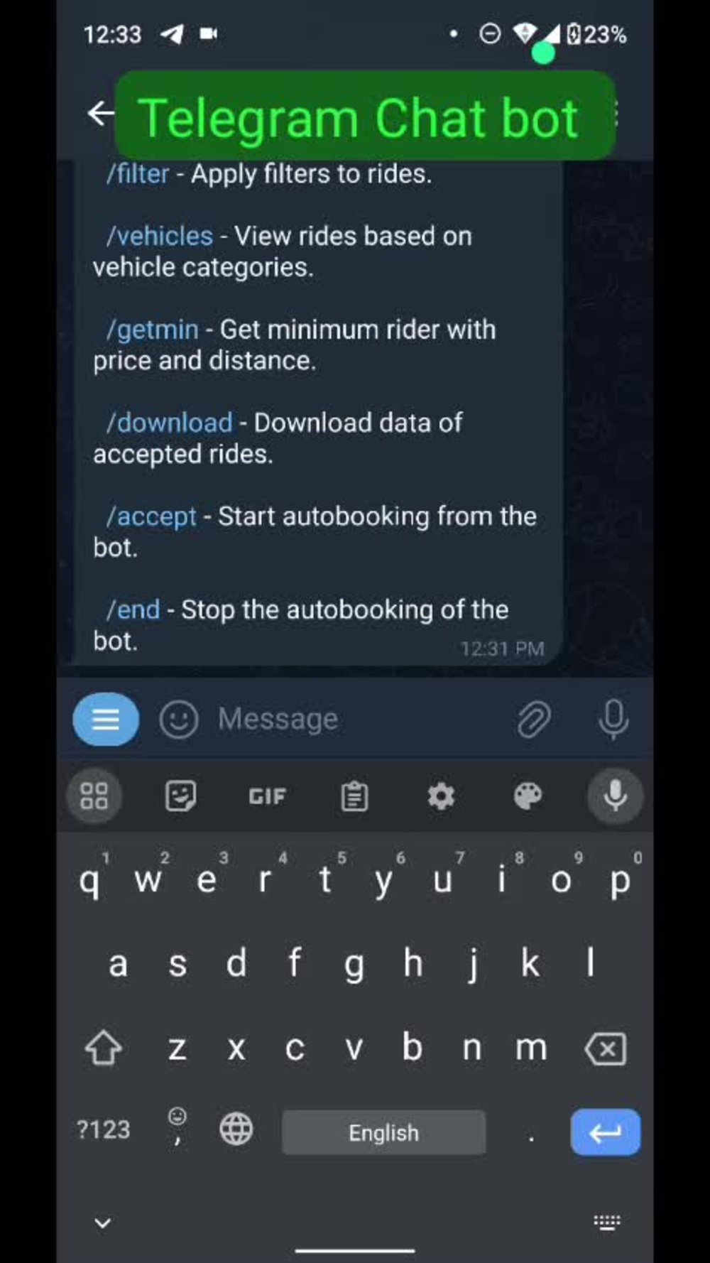 Custom Telegram Chat Bot | Upwork Custom Telegram Chat Bot | Upwork