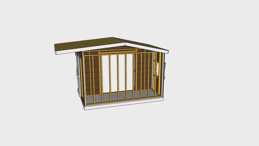 A 3d, 2d, CAD model of an outdoor shed woodworking build plan | Upwork