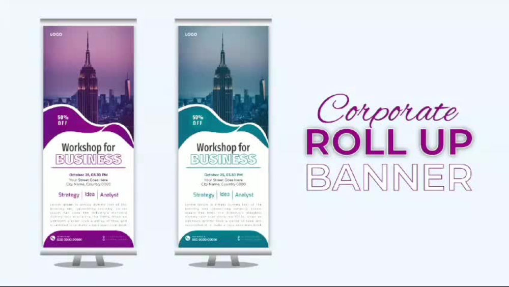 Roll up banner ads Signage design billboard or yard sign, exhibition ...
