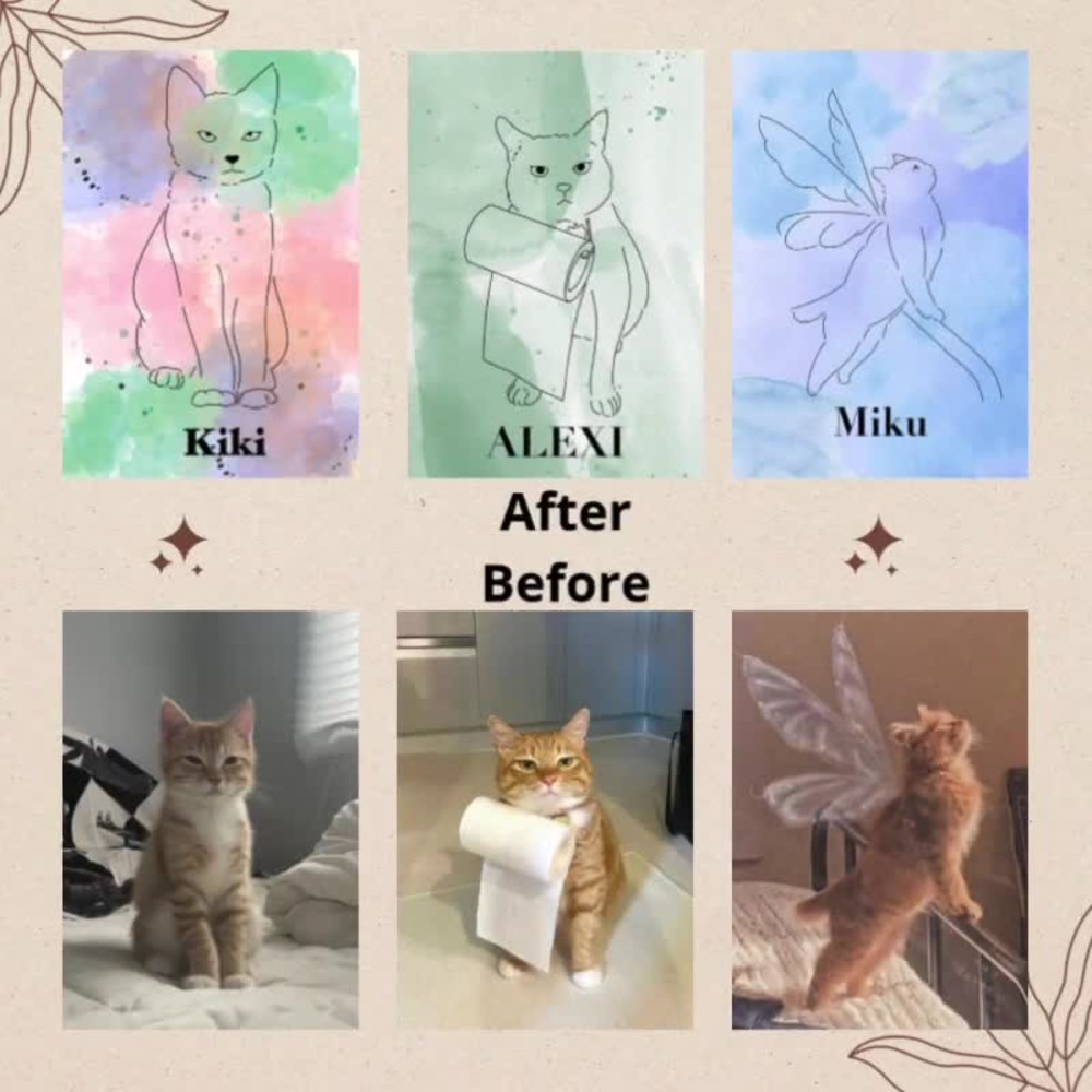 Custom Cat Portrait/Draw Art Line procreate / cat & pet | Upwork