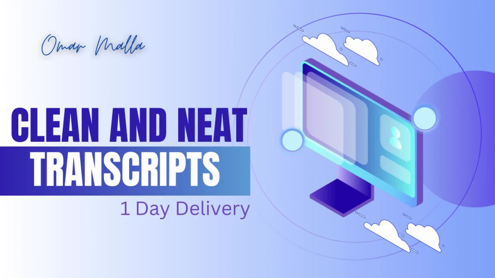 Clean transcription for your files within a day! | Upwork