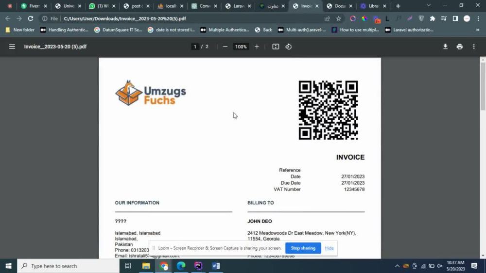 An E-Invoicing system with ZATCA(Fatoorah) Qr code | Upwork