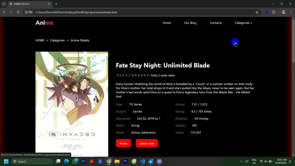 Anime website using html and css | Upwork