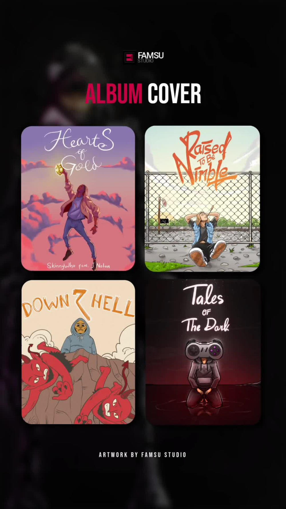 A cartoon-style illustrated album cover | Upwork