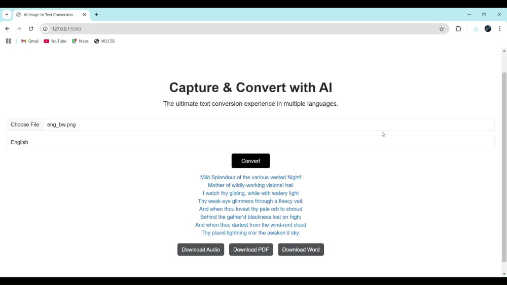 OCR-enabled webpage that converts image to audio,pdf,word in Multi ...