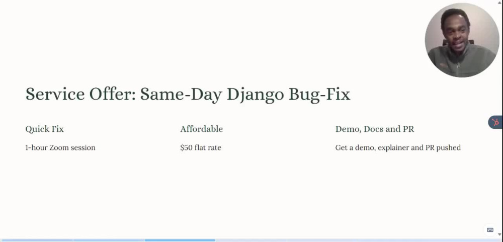 Same-Day Django Bug-Fix with a Demo and Explainer | Upwork