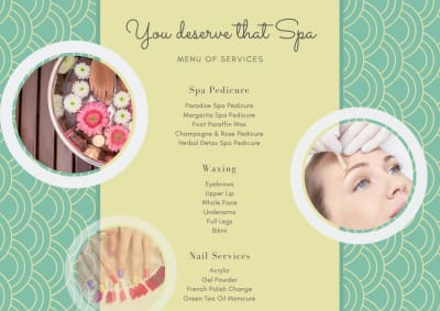 An attractive Spa & Beauty Menu Design | Upwork