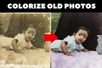 To colorize, restore, add color and retouch old black and white photo ...