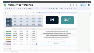 An automated timecard with built-in code that simplifies clocking in ...