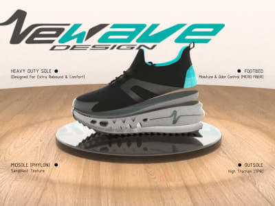Trendy shoe/footwear design, 3D modelling/rendering and tech pack ...