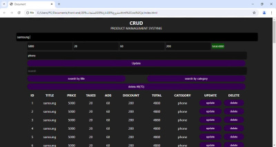 Products management system with html , css, js | Upwork