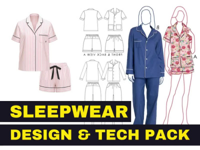 Pajamas tech pack design sleep wears tech pack lounge wear tech pack ...