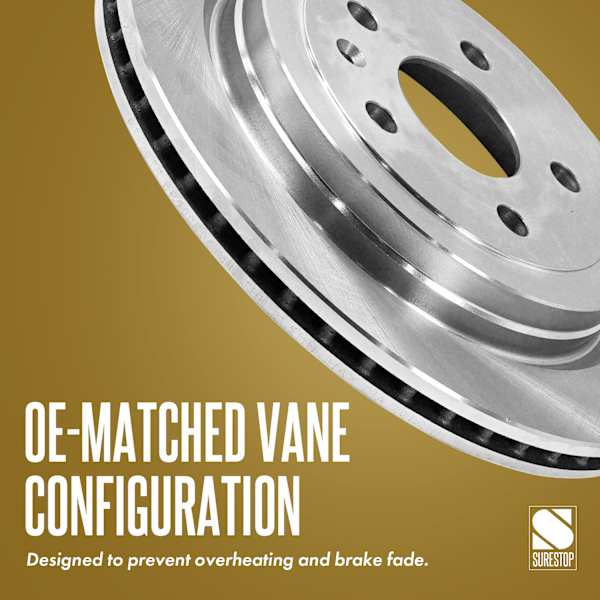 SureStop® Front and Rear Brake Disc and Pad Kit, Plain Surface, 5 Lugs ...