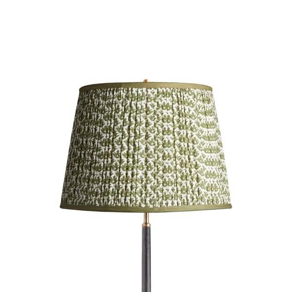 16 inch straight empire shade in temple green block printed cotton