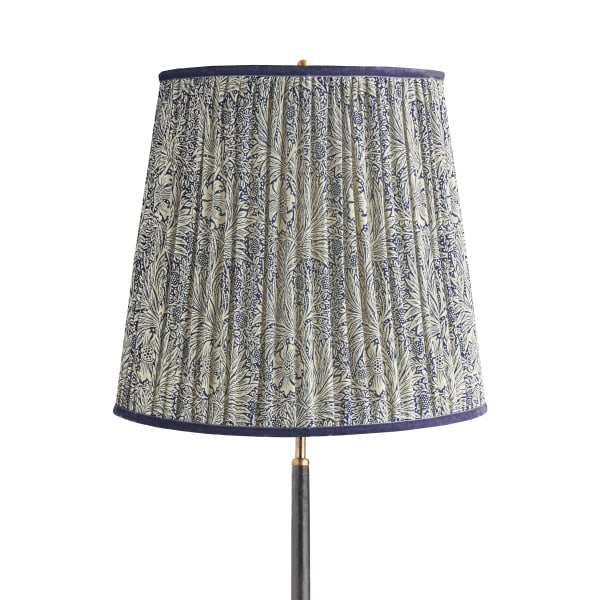 16 inch tall tapered shade in indigo marigold linen by Morris & co