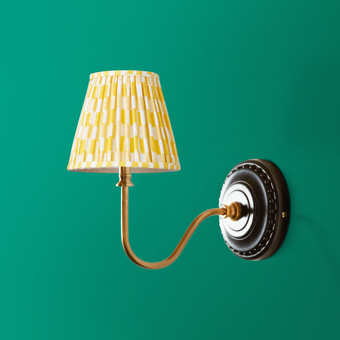 Drake cordless wall fitting in wood and brass