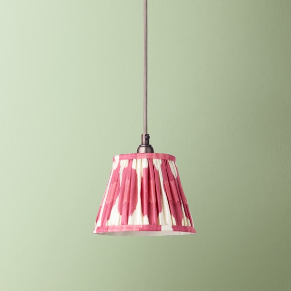 7 inch pendant lamp shade in egg & spoon ikat berries silk