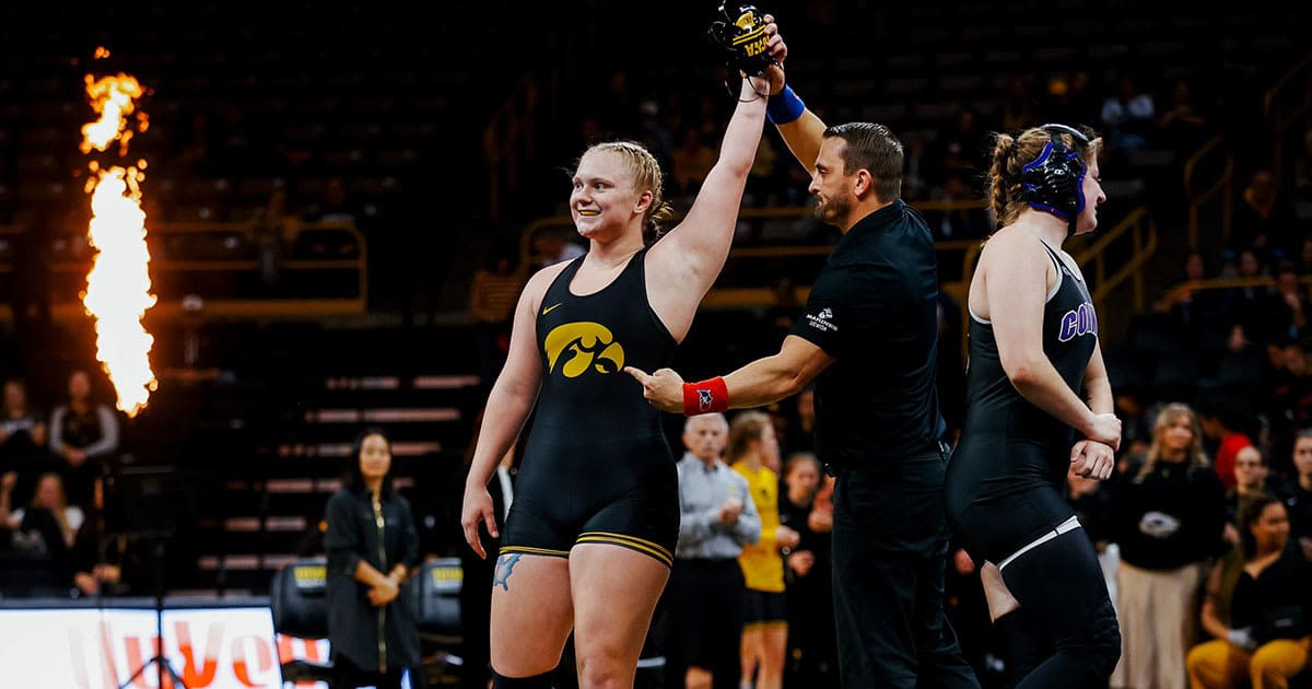 NCAA No. 1 Iowa punches seven into semifinals at intense Missouri ...