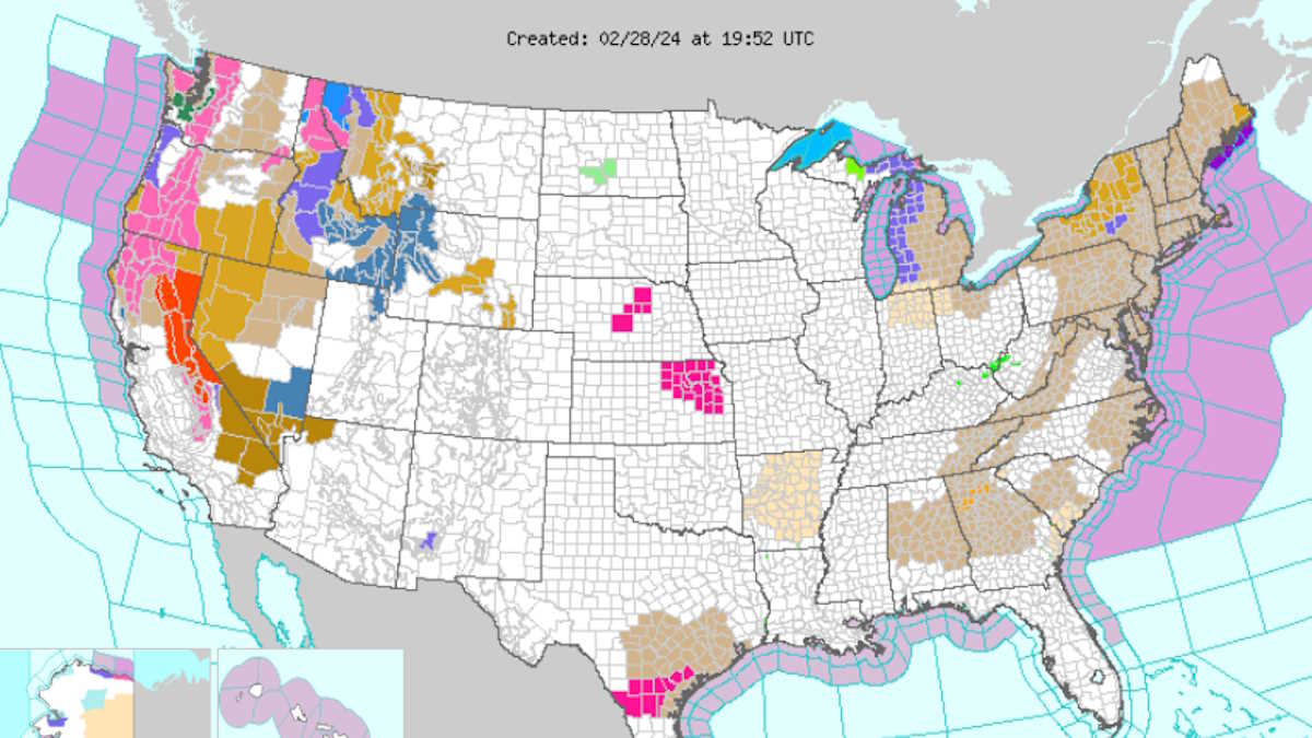 Strong cold front crossing eastern U.S.; another winter storm to enter ...