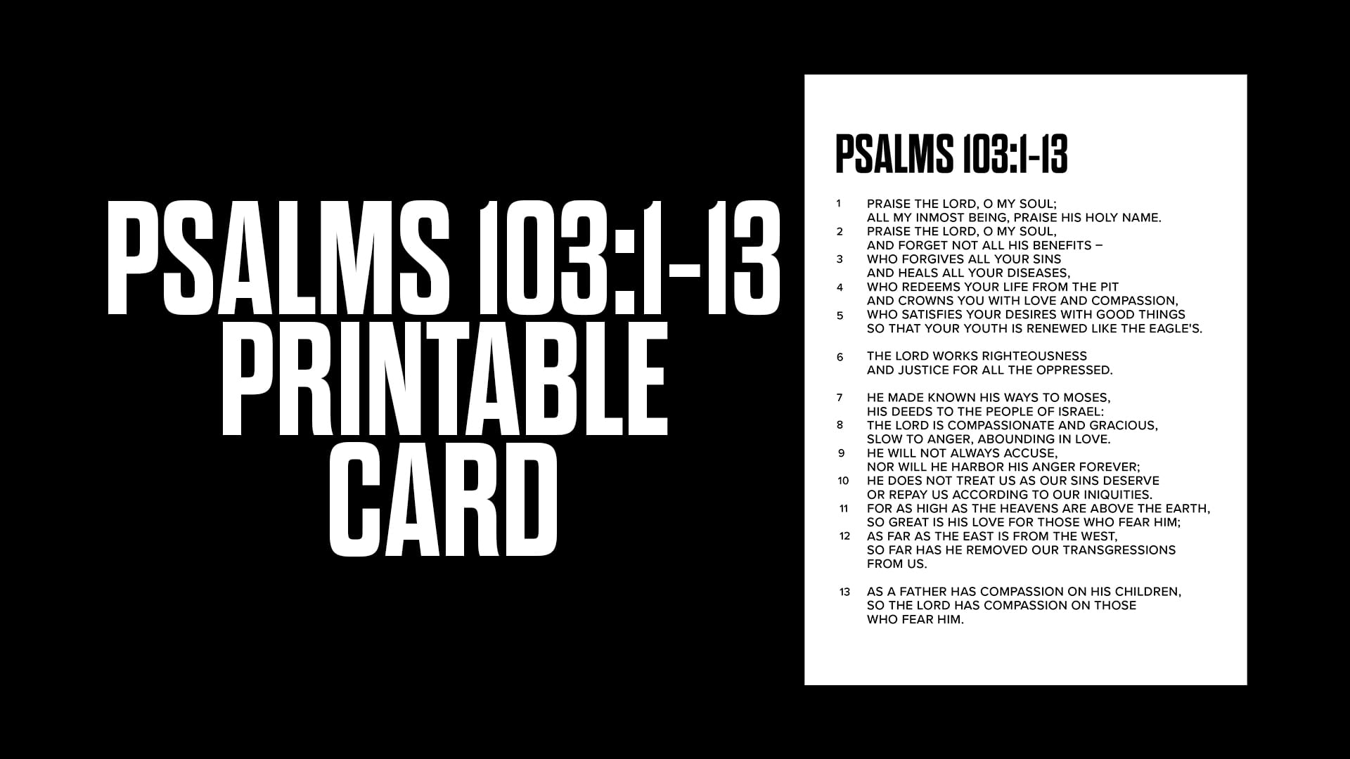 Psalms 103 1 13 Printable Card ValleyCreek 