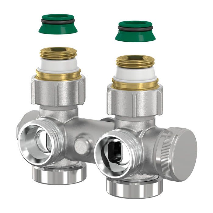 H-ventil universal for ett-rørs med avstengning Varmesystemer