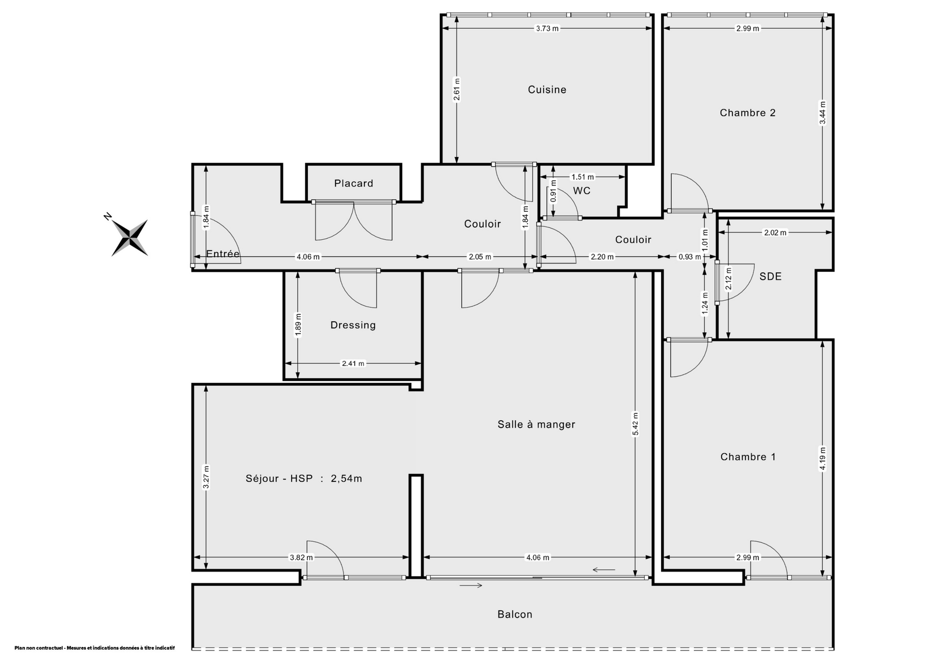 Appartement de 89 m2, traversant et lumineux, avec balcon filant ...