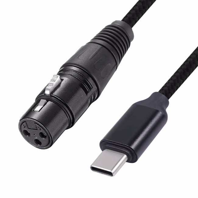 Mikrofonkabel XLR 3 pin hunn til USB-C 3m VideoUtstyr