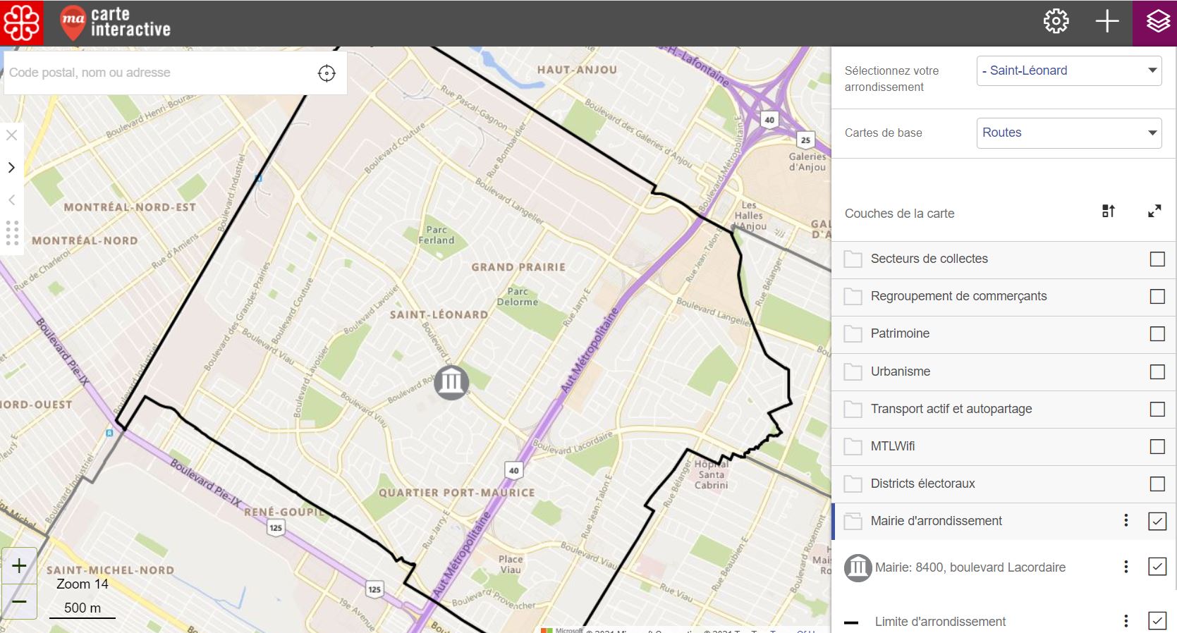 Carte interactive de Saint-Léonard | Ville de Montréal
