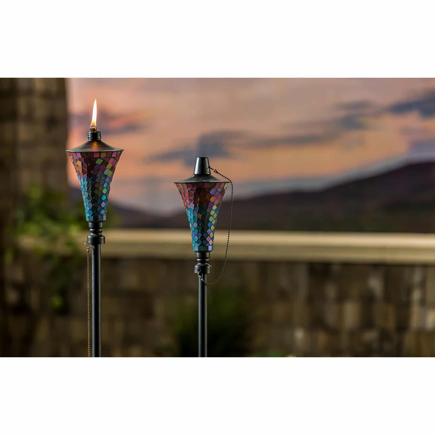 Mosaic Torch: Red and Blue Ombre