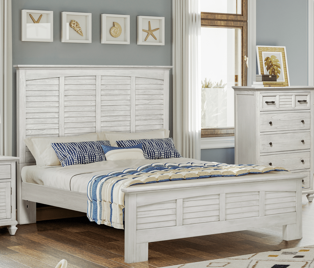 White coastal bed frame store