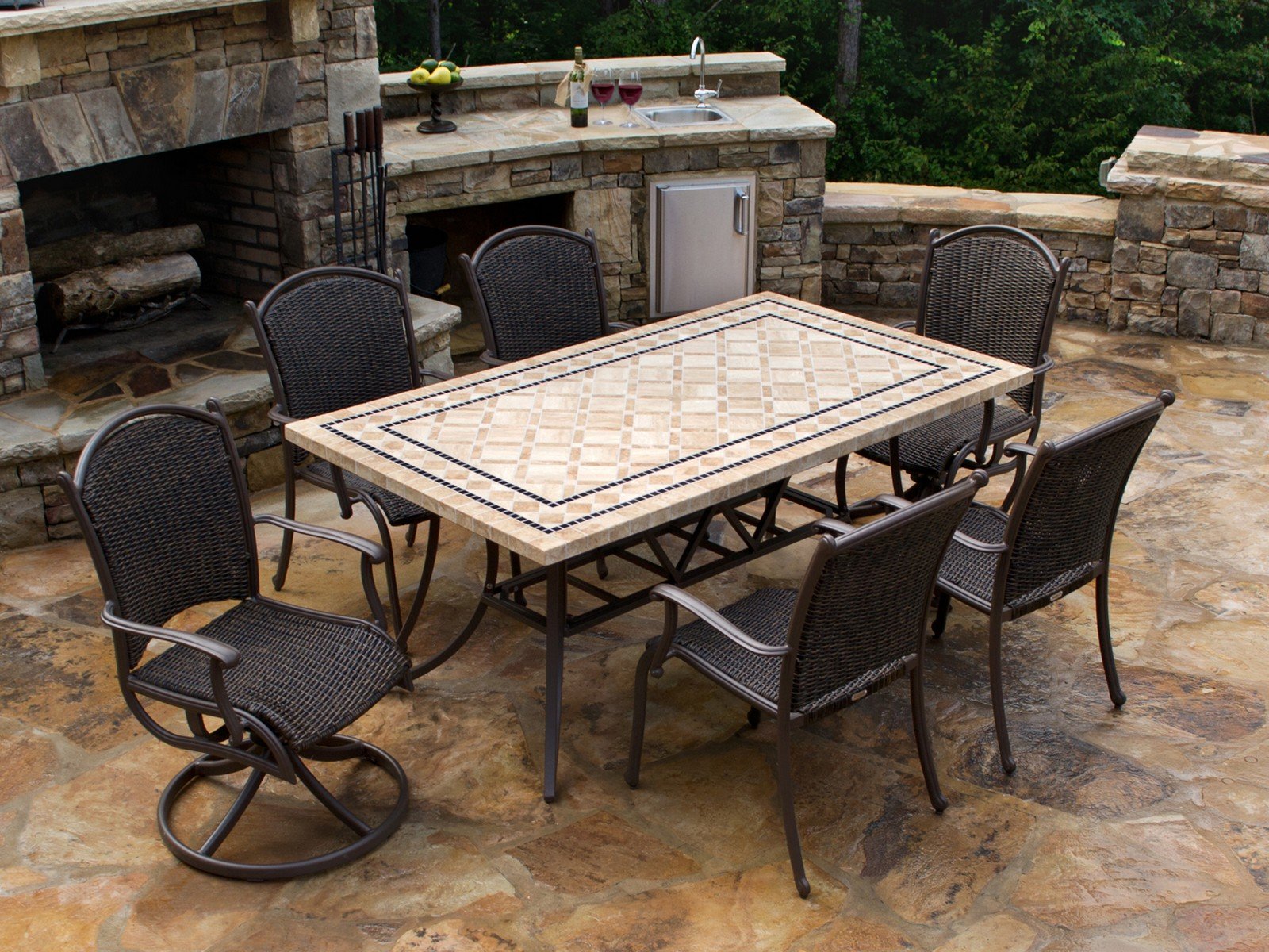 Stone patio set store