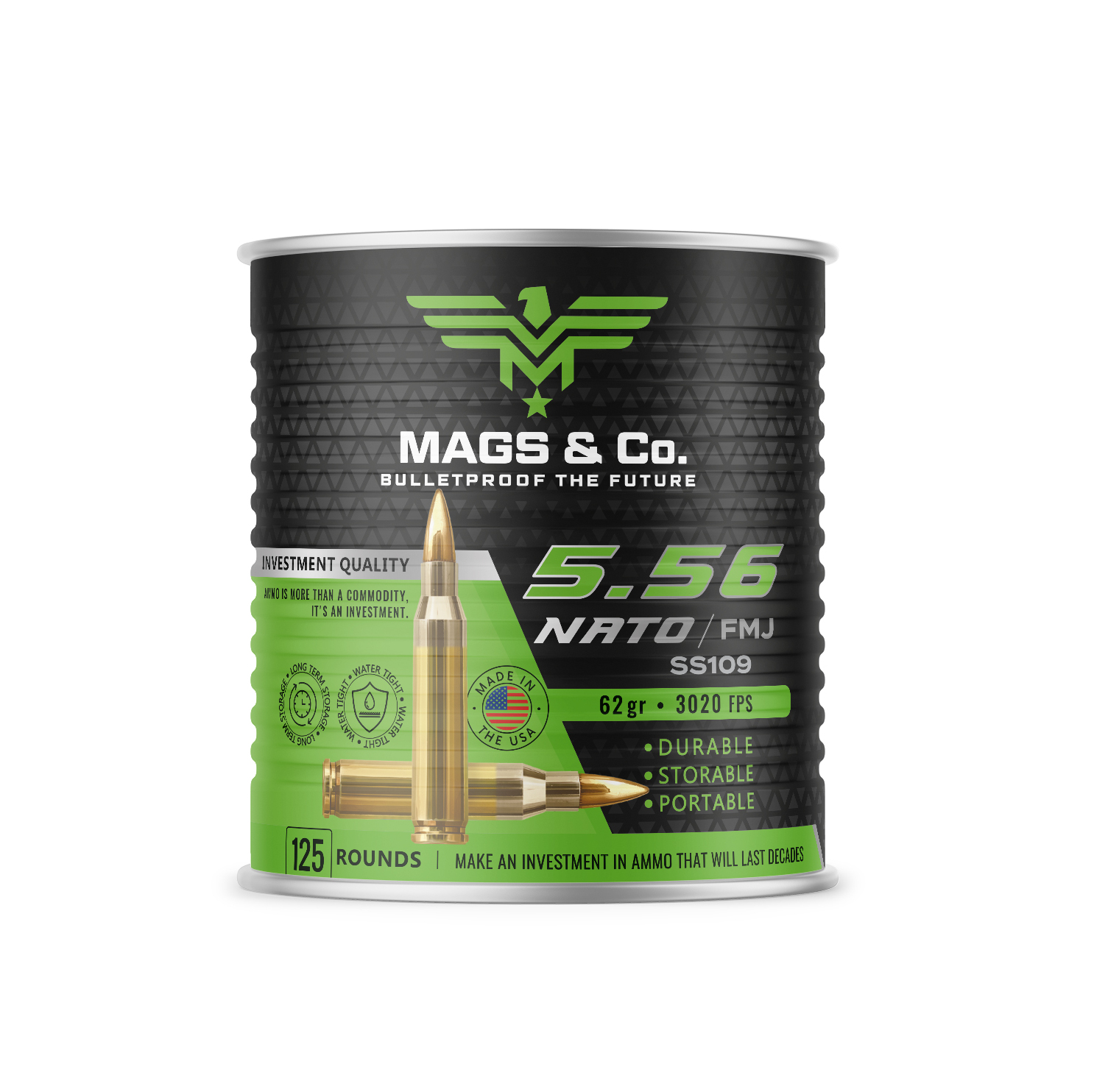 556 NATO 62gr SS109 (Baked Beans) 125 Rounds per can