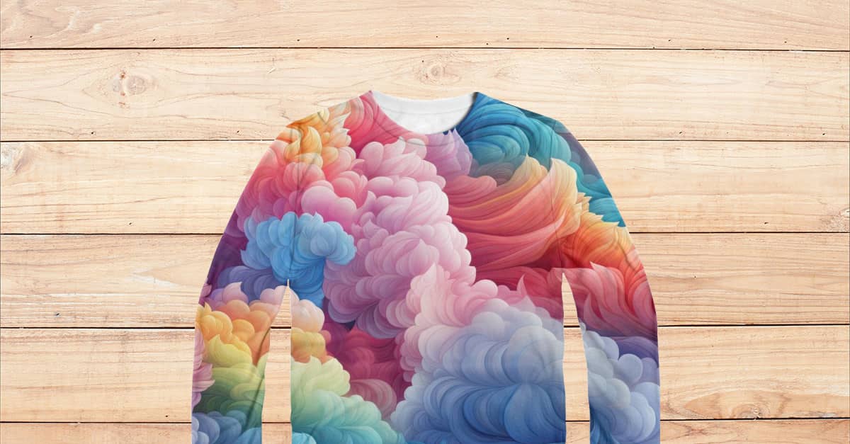 Rainbow clouds long sleeve tee - Viralstyle