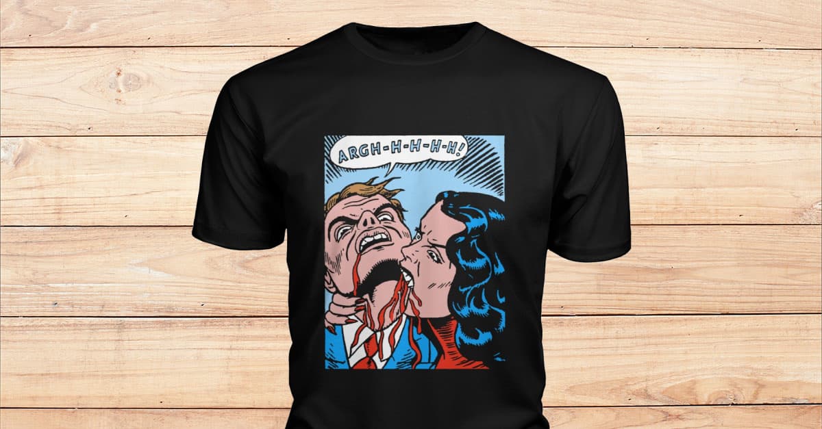 horror comic panel vampire bite t-shirt - Viralstyle