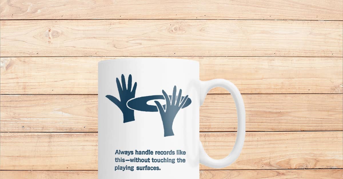 Vintage record handling instructions mug - Viralstyle