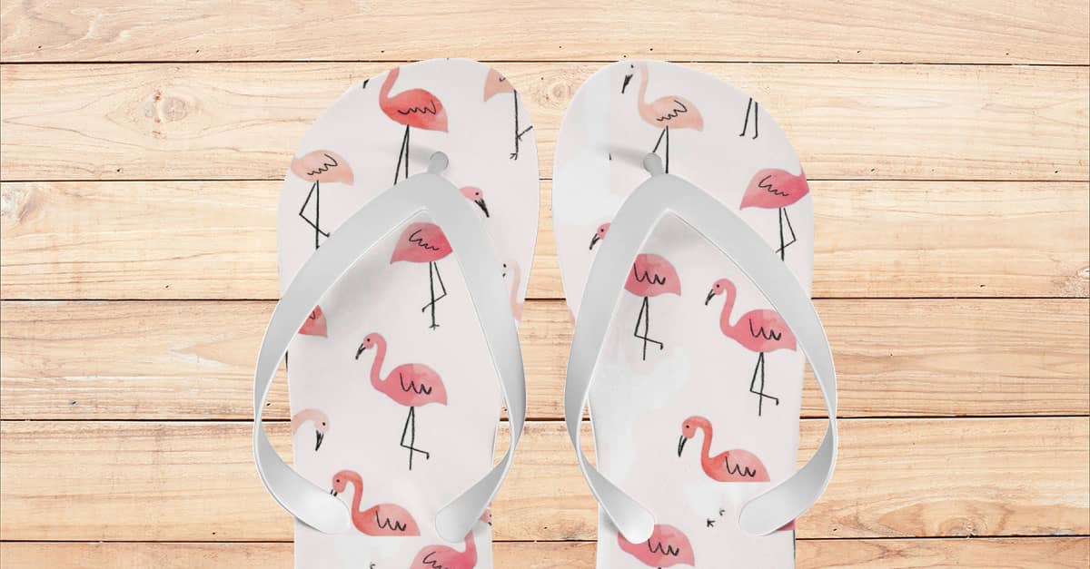 Flamingo Bird Print Pink Flip Flop Sandals - Viralstyle