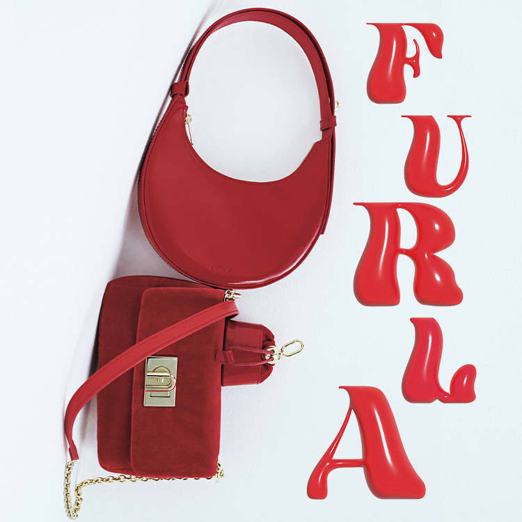 FURLA】赤バッグで冬コーデのワンポイントに♡ピリッと引き締め FURLA】赤バッグで冬コーデのワンポイントに♡ピリッと引き締め