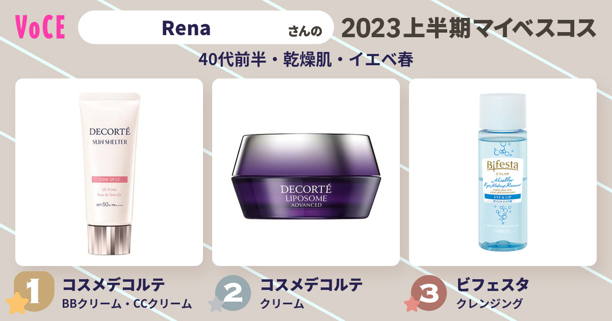 Renaさんの2023年上半期のベストコスメ！｜VOCE（ヴォーチェ）｜美容メディア『VOCE』公式サイト