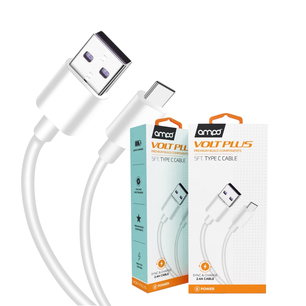 Wholesale Ampd - Volt Plus Premium Usb A To Type C Data Cable 5ft ...