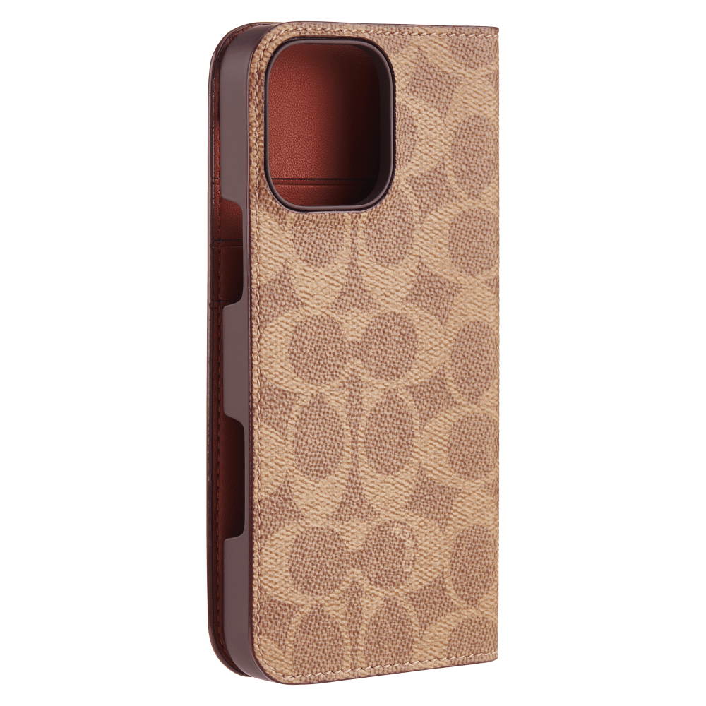 Wholesale Coach - Folio Case For Apple Iphone 16 Pro Max - Signature Tan | Ch054148