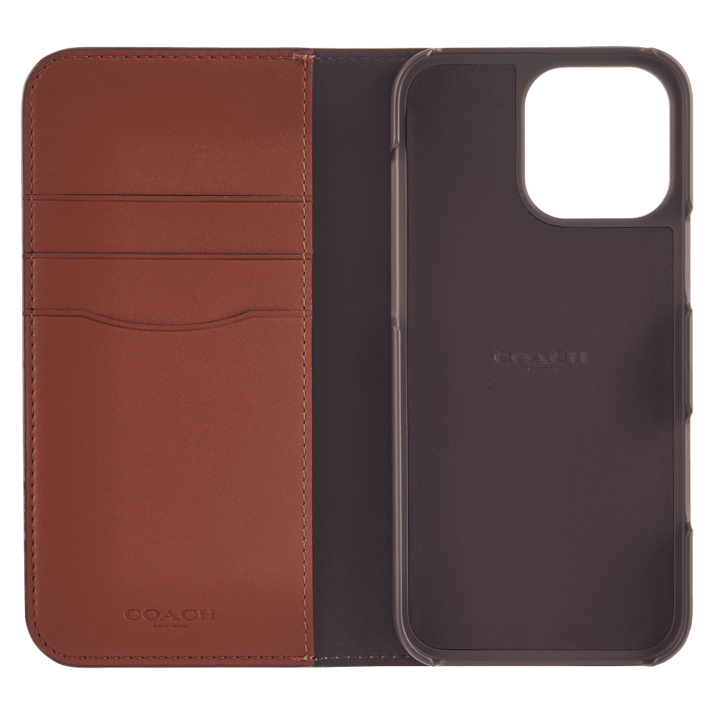 Wholesale Coach - Folio Case For Apple Iphone 16 Pro Max - Signature Tan | Ch054148