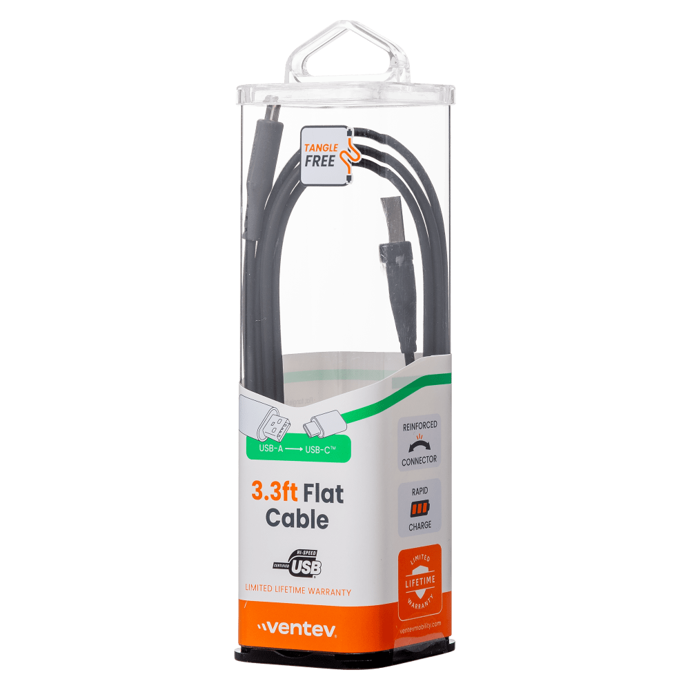 Wholesale Ventev - Chargesync Flat Usb A To Usb C Cable 3.3ft - Black | Fc3-blk255964