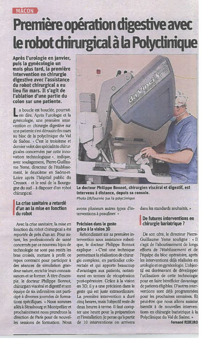 Première opération digestive avec le robot chirurgical | Elsan